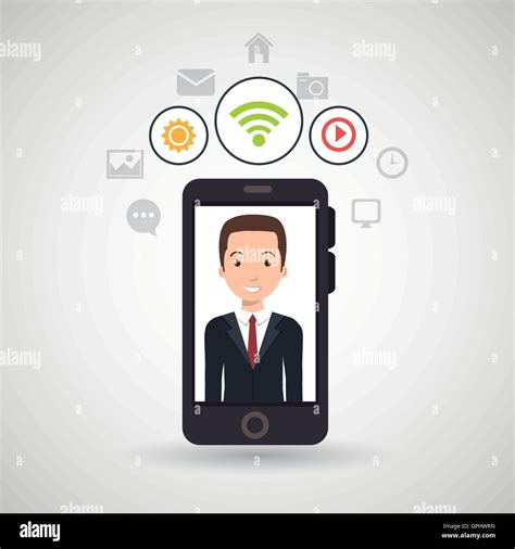 Man Cellphone Wifi Connection Stock Vector Image Art Alamy