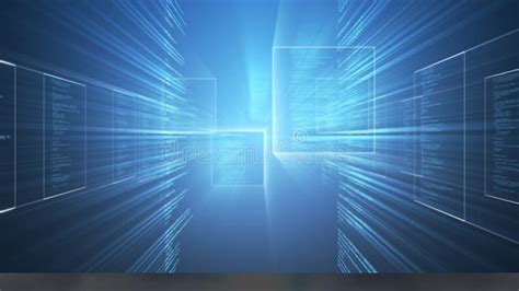 Digital Animation Of Screens With Data Processing Against Blue