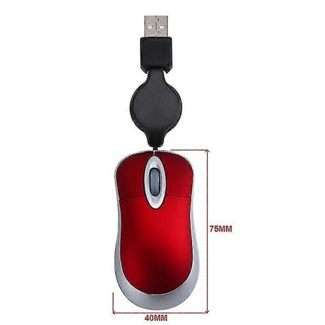 Mini Usb Wired Mouse Retractable Cable Tiny Small Mouse 1600 Dpi Optical Compact Travel Mice For