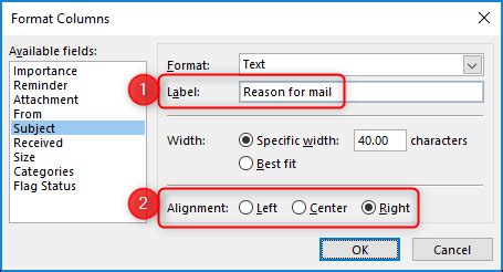 How To Format An Individual Column In An Outlook Folder