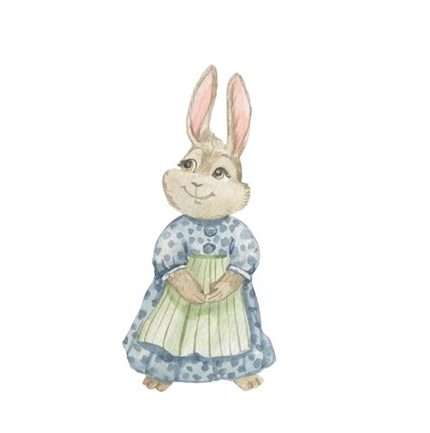 Premium Vector Watercolor Drawing Of A Rabbit Girl In A Dress