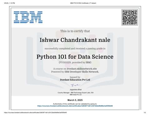 Just Earned My Ibm Python 101 For Data Science Certification Leveling Up Ishwar Nale