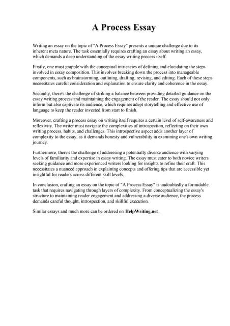 Process Essay Example Marian University Pdf
