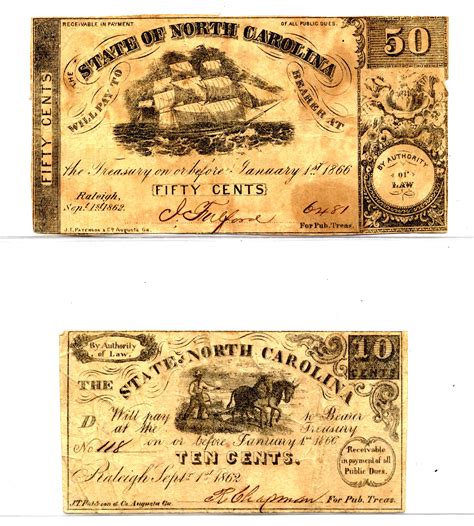 At Auction 1862 North Carolina Fractional Currency Notes