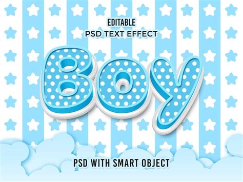 Premium Psd Boy Text Effect Blue 3d