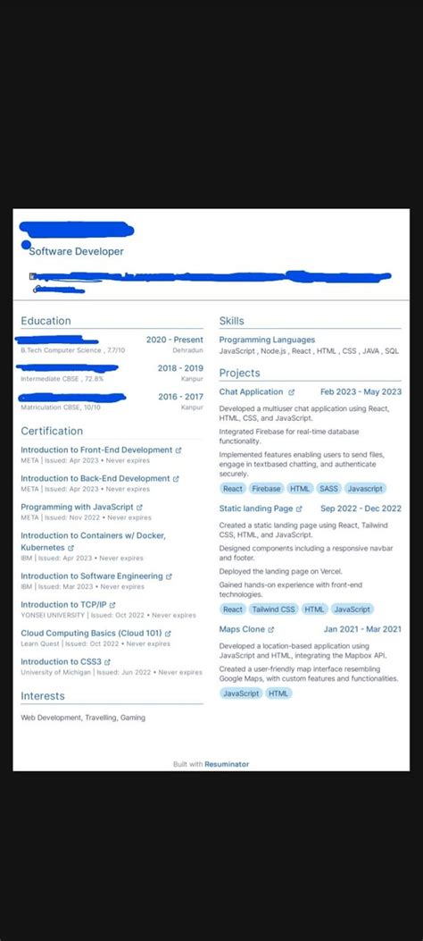 resume review fresher r developersindia