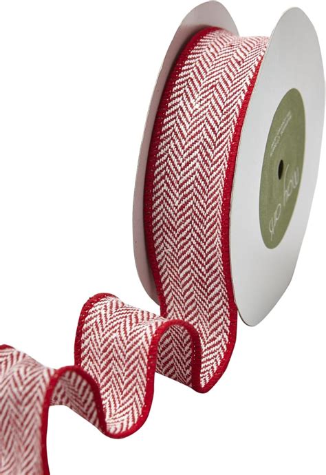 May Arts Ribbon 482 15 14 15 Woven Herringbone Wired