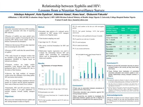 Relationship Between Syphilis And Hiv Lessons From A Nigerian Surveillance Survey Ppt
