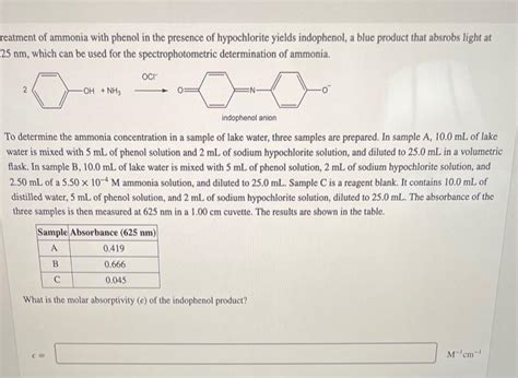 Solved Eatment Of Ammonia With Phenol In The Presence Of