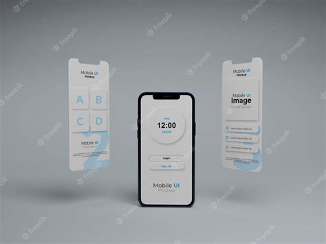 전화 및 화면 Ui Ux 앱 프레젠테이션 모형 프리미엄 Psd 파일