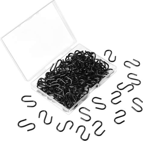 Sakrnic 1 Inch Black S Hooks 100 Pack Mini S Hooks For Hanging Ornaments Crafts