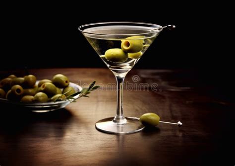 Generative AI, Two Martini on a Night Bar with Spicy Olives, Photorealistic Horizontal ...