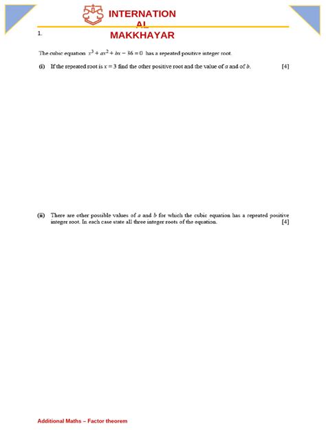 Factor Theorem Topic Questions Pdf