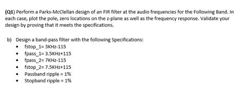 Solved 91 Perform A Parks Mcclellan Design Of An Fir