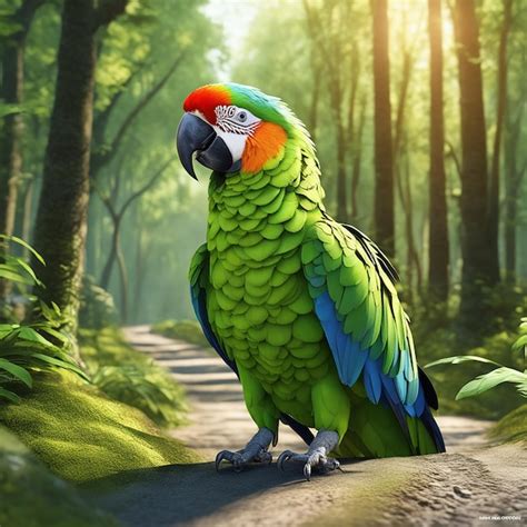 Un Loro En El Bosque Sentado En El árbol Foto Premium