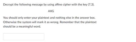 solved decrypt the following message by using affine cipher