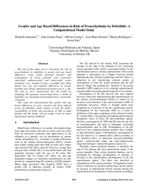 Pdf Gender And Age Based Differences In Risk Of Proarrhythmia By