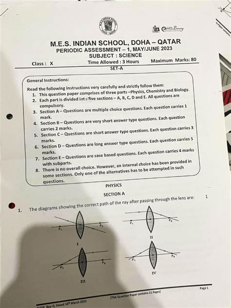 Class 10 Science Pa1 Qp Set A 2023 2024 Pdf Heart Heart Valve