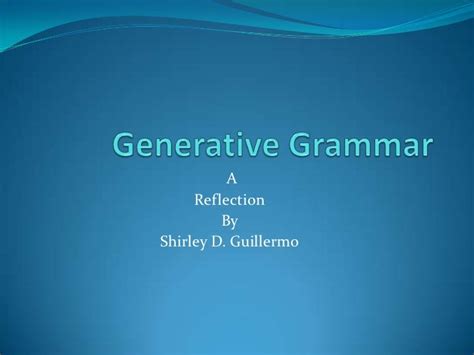 Generative Grammar