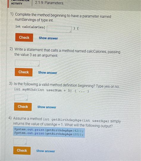 Solved ACTIVITY2.1.9: Parameters.Complete the method | Chegg.com