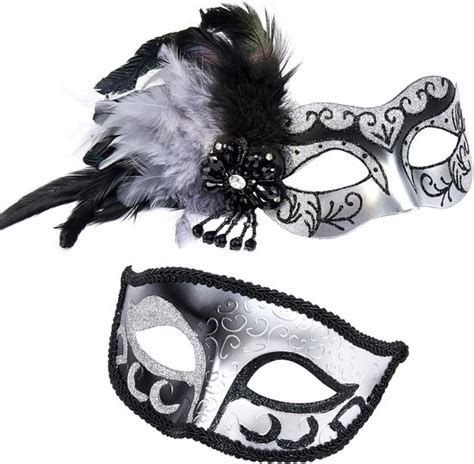 Nieuw Venetiaans Masker Voor Koppels Met Veer Elegante Maskerade