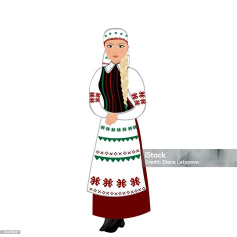 민속 국가 벨라루스 의상을 입은 여성 벡터 일러스트레이션 가족에 대한 스톡 벡터 아트 및 기타 이미지 가족 공휴일 꽃