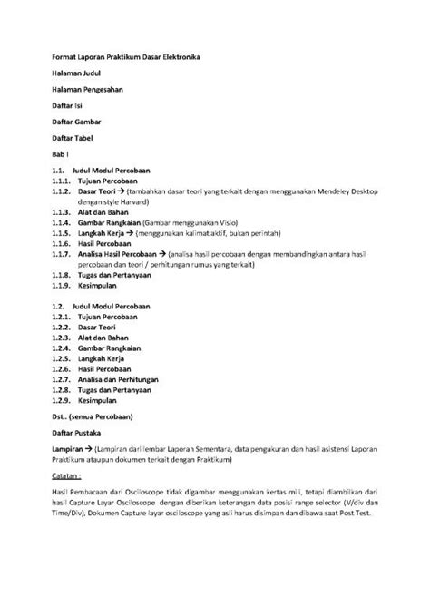 Laporan Praktikum Pdf Format Laporan Praktikum Dasar Elektronika