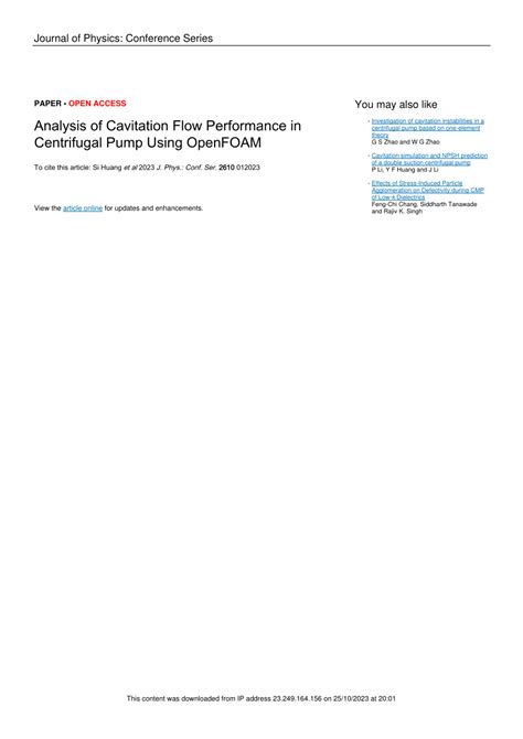 Pdf Analysis Of Cavitation Flow Performance In Centrifugal Pump Using