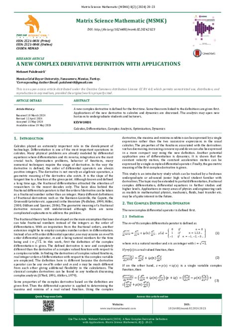 Pdf A New Complex Derivative With Applications Pdf A New Complex Derivative With Applications