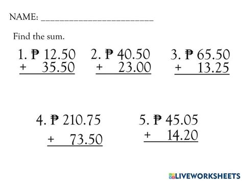 Adding Up Money Worksheets
