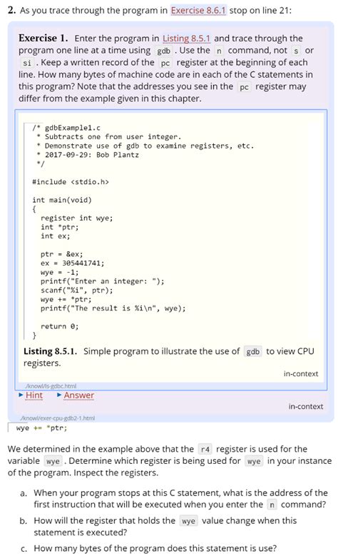 1 Enter The Program In Listing 851 And Trace