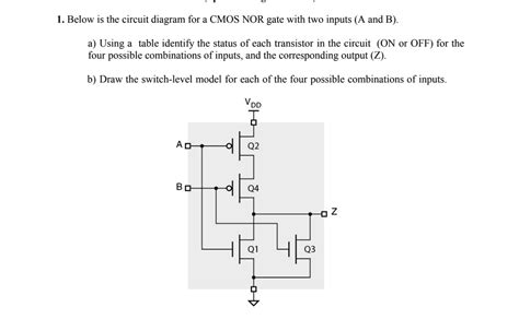 solved below is the circuit diagram for a cmos nor gate with two