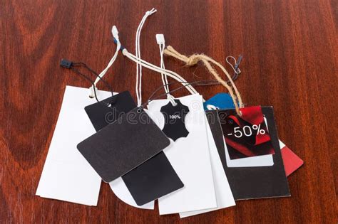 Blank Carton Clothing Swing Tags Different Forms And Colors Stock Image