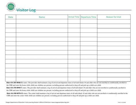 Free Printable Visitor Log Templates Pdf Word Excel School Office