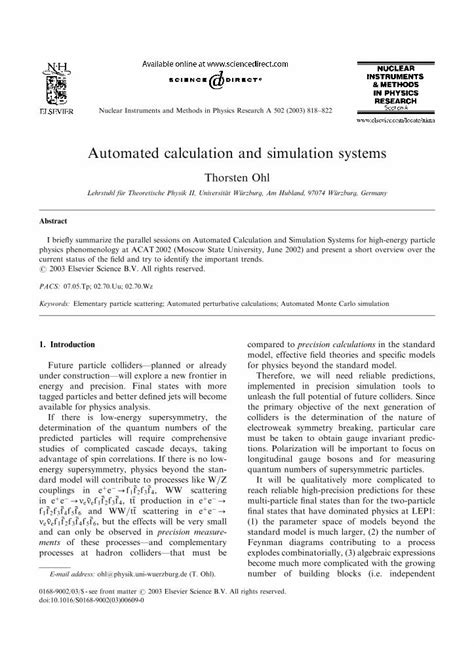 Pdf Automated Calculation And Simulation Systems Dokumentips