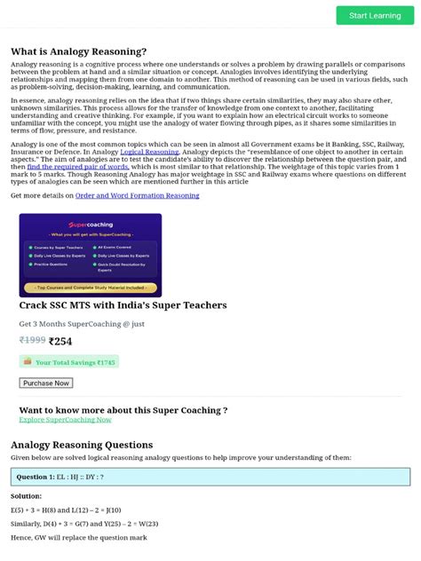 Analogy Reasoning Key Concepts Analogy Questions With Answers Pdf