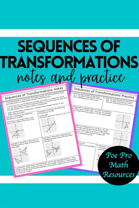 sequences of transformations geometry notes geometry teacher how to