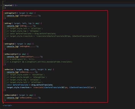using moveable component in vue drag event and resize event not be