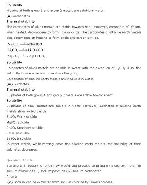 Chemistry Ch 10 The S Block Elements Class 11 Ncert Solutions
