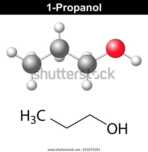 Propanol 1propanol Structural Chemical Formula Model Stock Vector