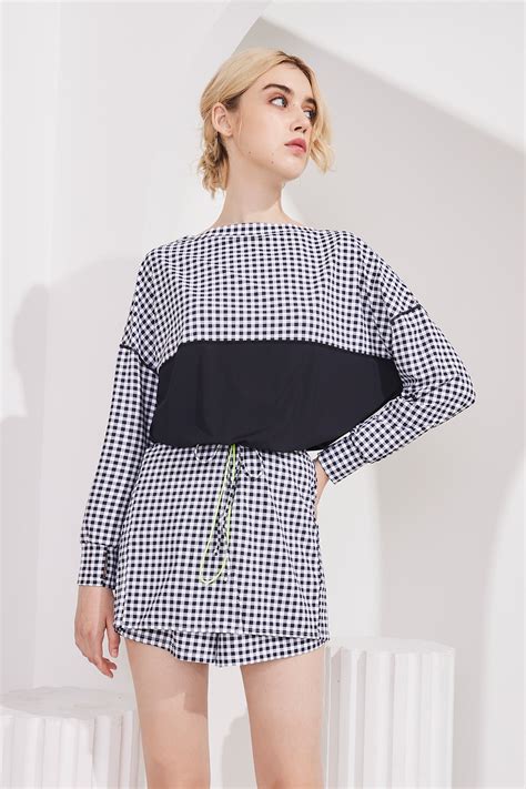 스트링타이 보트넥 여성 루즈핏 래쉬가드 Gb Bohemianblue