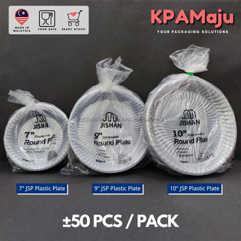 50pcs 7 9 10 Disposable Plastic Plate Food Plate Pinggan Plastik Party Plate Pp