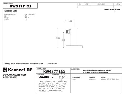 Waveguide To Coaxial Adapter Wr187 To 90 Degree Type N Female Jack Metalast Tcp Hf Black Epoxy