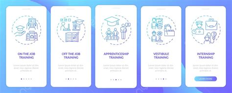 Onboarding Mobile App Page Screen With Employee Training Methods And Concepts Vector Form