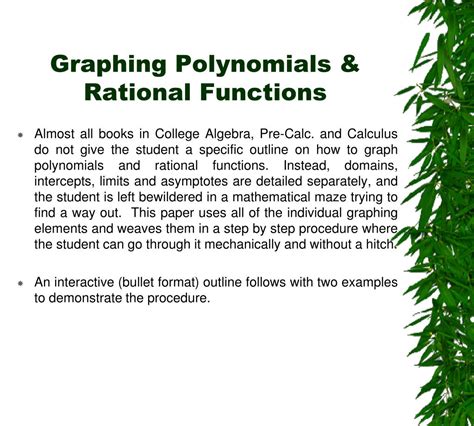 PPT Strategy For Graphing Polynomials Rational Functions PowerPoint Presentation ID