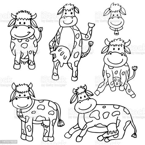 귀여운 소 만화 색칠 페이지 그림 벡터 아이들을위한 색칠 공부 책 0명에 대한 스톡 벡터 아트 및 기타 이미지 0명 개척시대의 서부 검은색 Istock