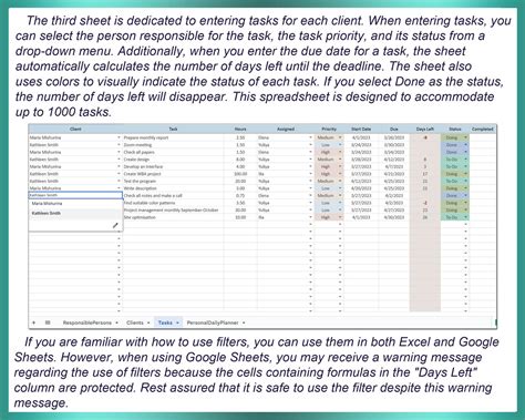 Client Base With Task Tracker Client Tracker Excel Work Task Planner Team Management Client
