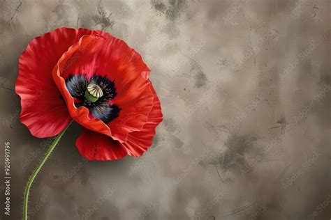 Remembrance Day So As Not Lest We Forget Realistic Red Poppy Flower