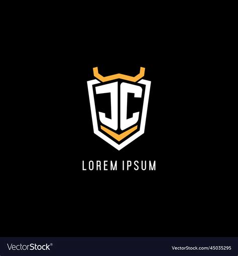 Initial Jc Geometric Shield Esport Logo Monogram Vector Image