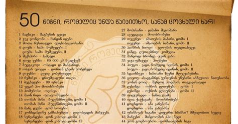 ლიტერატურა 50 წიგნი რომელიც უნდა წაიკითხო სანამ ცოცხალი ხარ